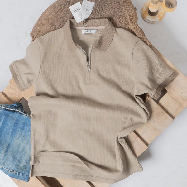 Polo biscuit, half zip – Mini Fashion
